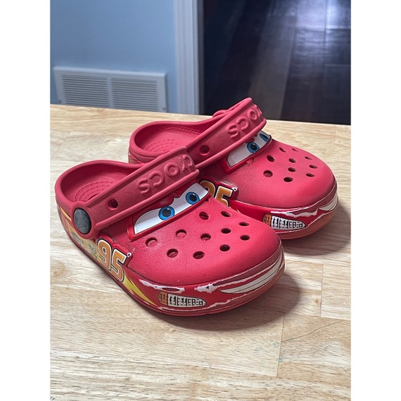 CROCS | Shoes | Kids Red Lightning Mcqueen Cars Crocs Clogs Size C8 ...